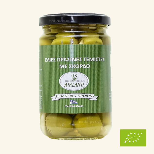 Masline verzi umplute cu usturoi BIO