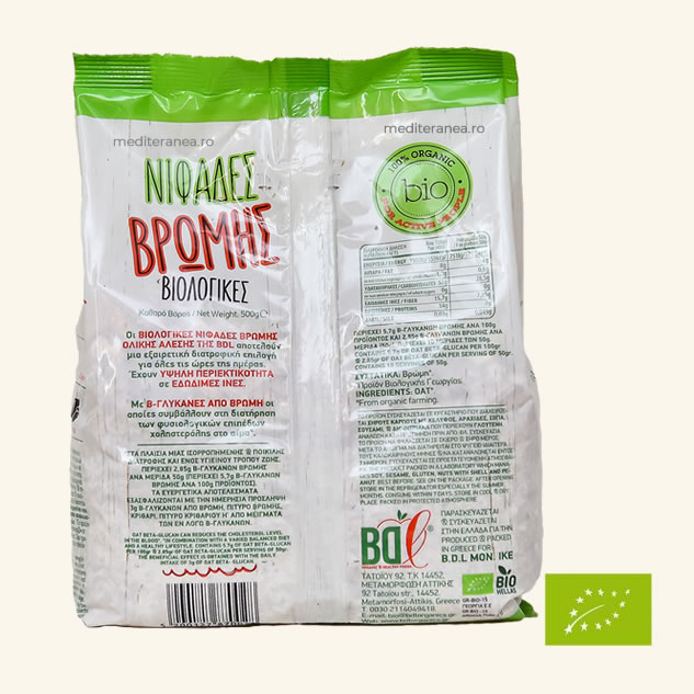 Fulgi de ovaz integral BIO, produs din agricultura ecologica