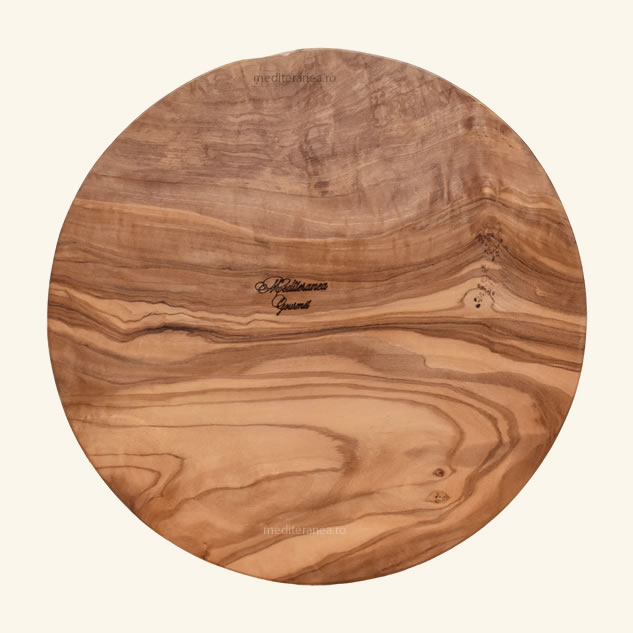 Tocator rotund din lemn natural de maslin